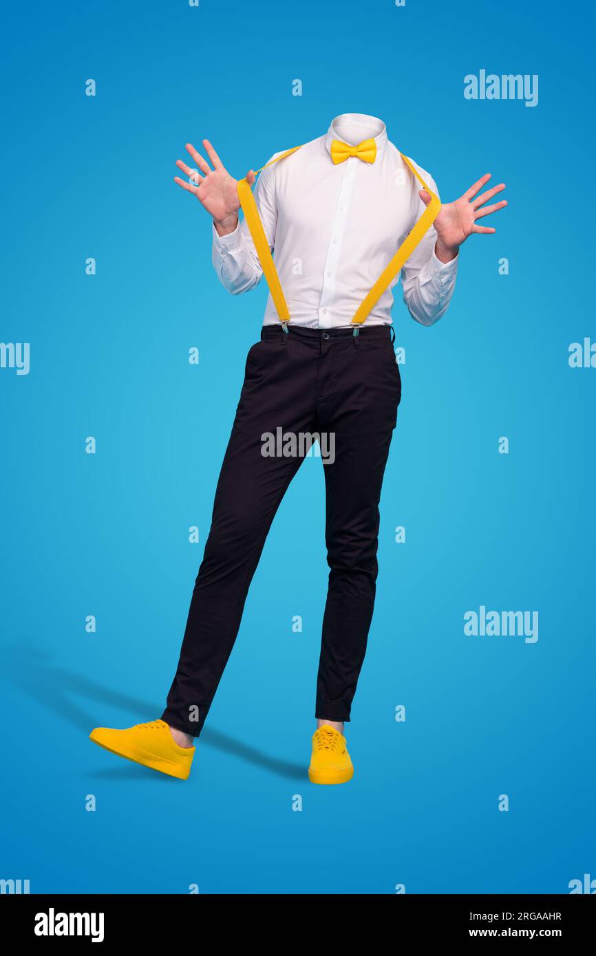 Collage 3d image of pinup pop retro sketch of gentleman headless ...