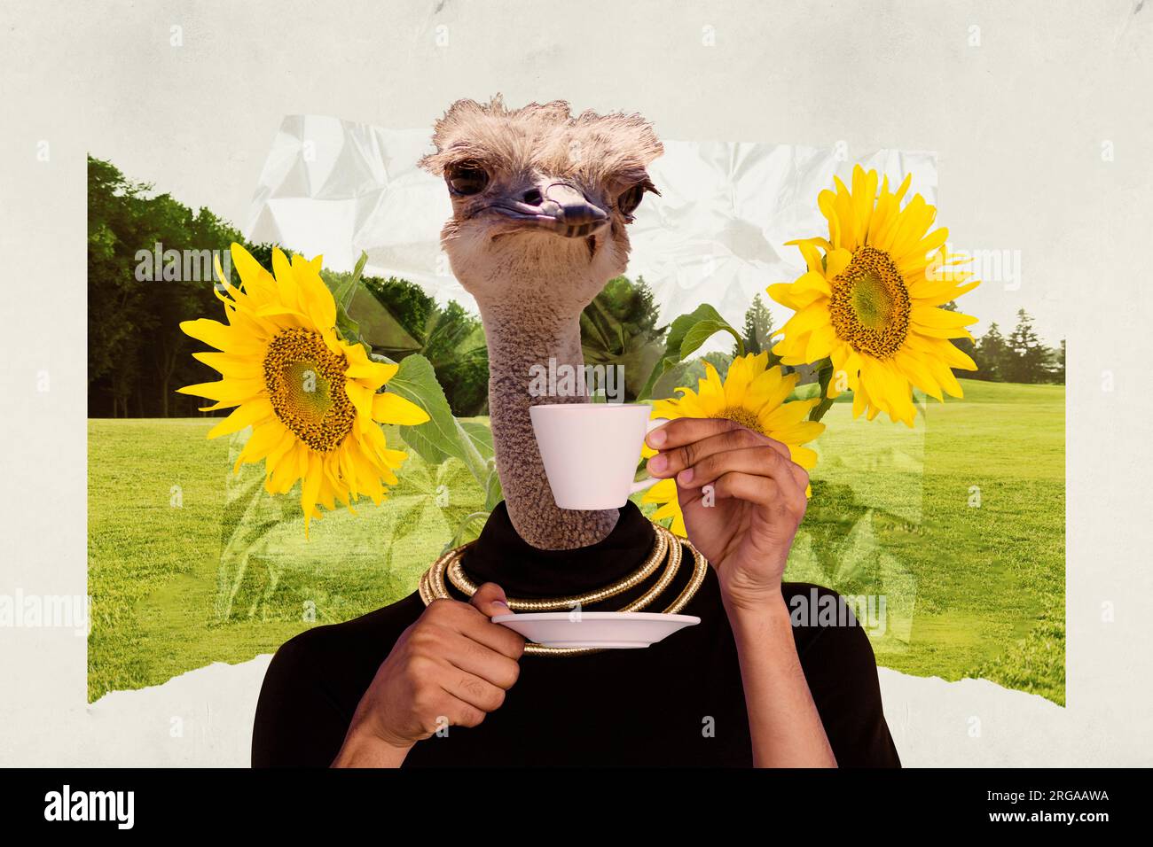 Picture surreal image collage of weird bizarre creature freak drink ...