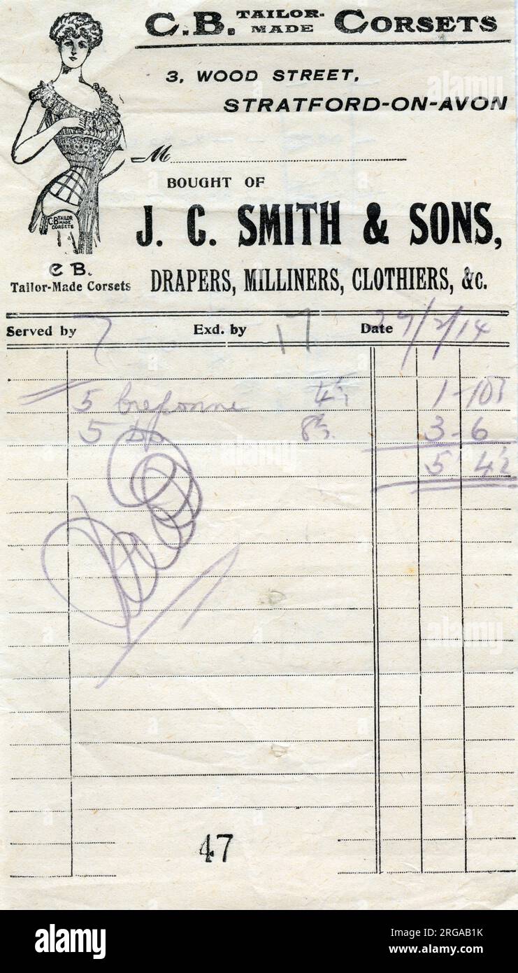 Bill of Sale Receipt for J C Smith and Sons of 3, Wood Street ...