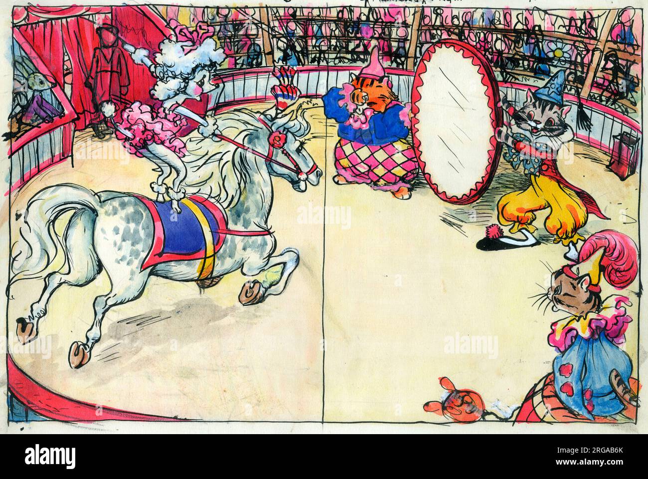 Anthropomorphic Cats and Dogs performing in a Circus ring - A little ...