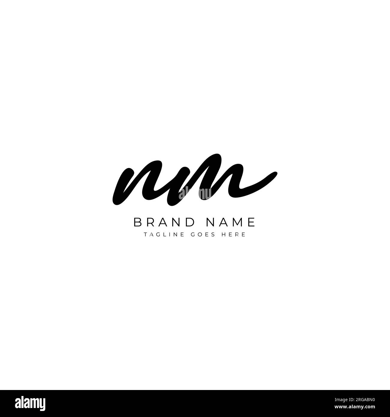 N, M, NM Initial letter handwritten and signature vector image logo ...