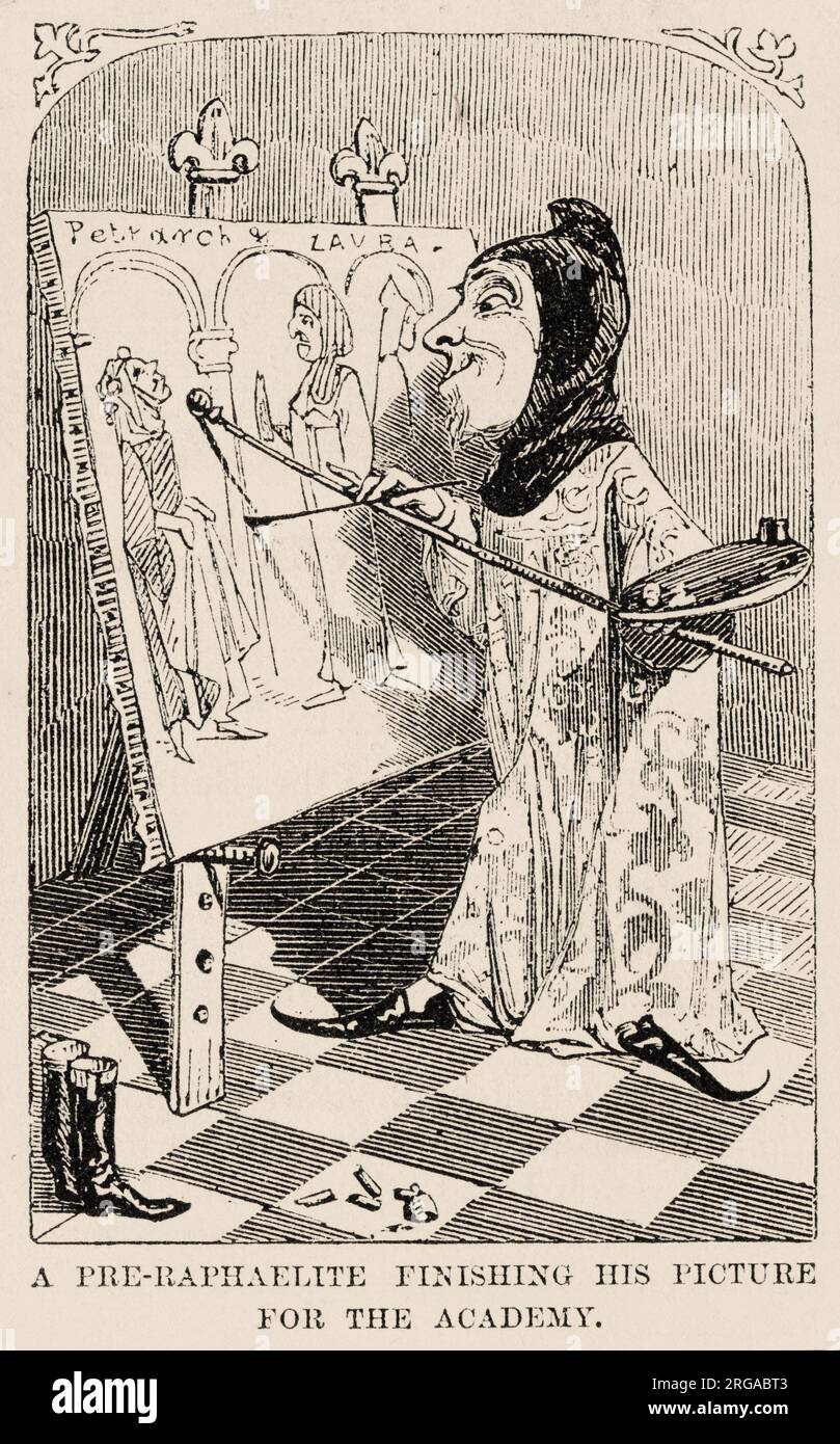 A Pre-Raphaelite finishing his picture for the Academy. Satirical ...