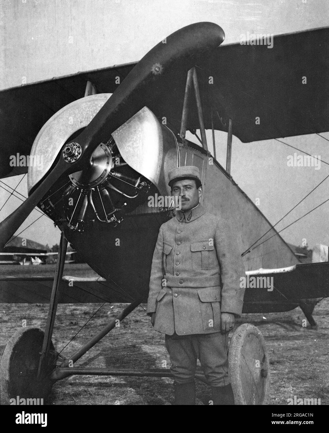 Rene Fonck standing in front of a Nieuport during training Stock Photo ...