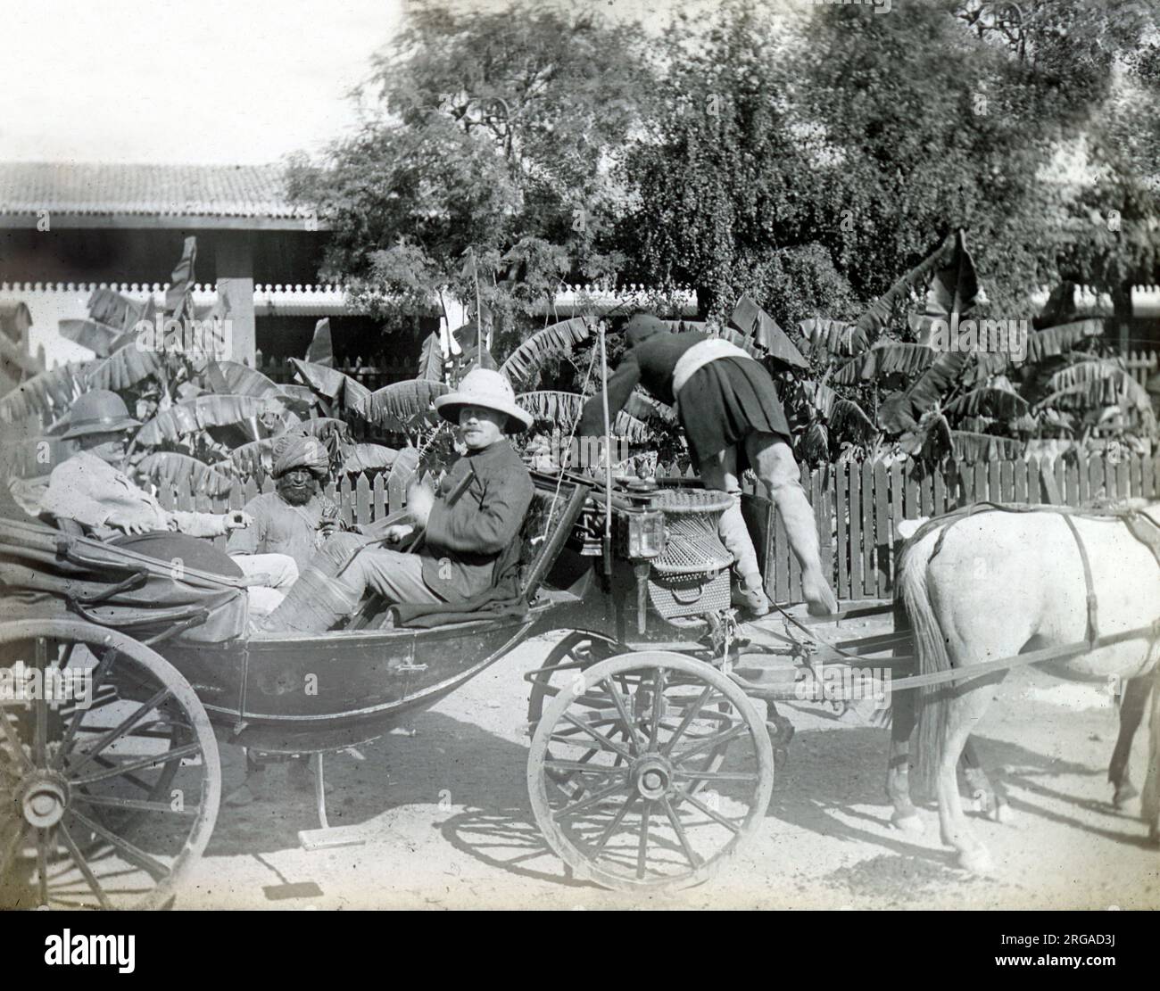 Colonial British men in carriage, India Stock Photo - Alamy