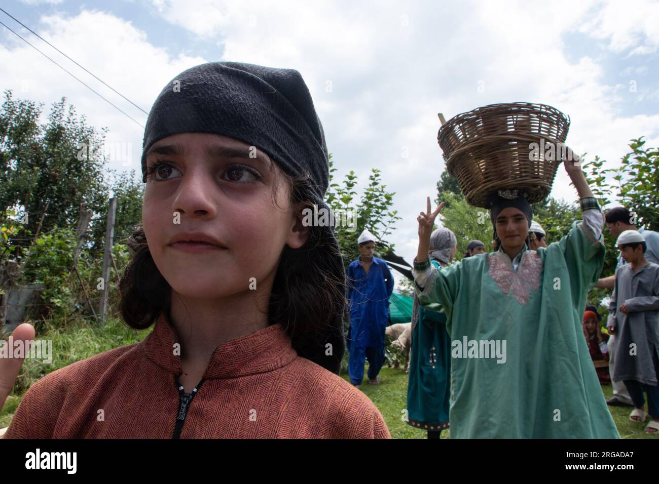 August 8, 2023, Kulgam, Jammu and Kashmir, India: Kashmiri children ...
