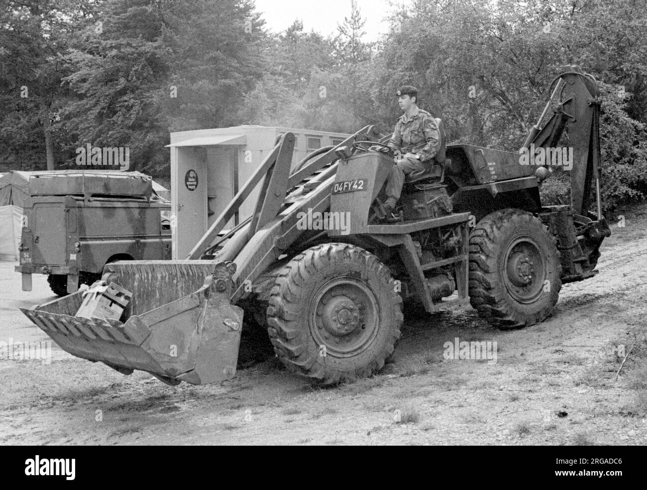 A Royal Engineers Air-portable all-terrain backhoe at the British Army ...