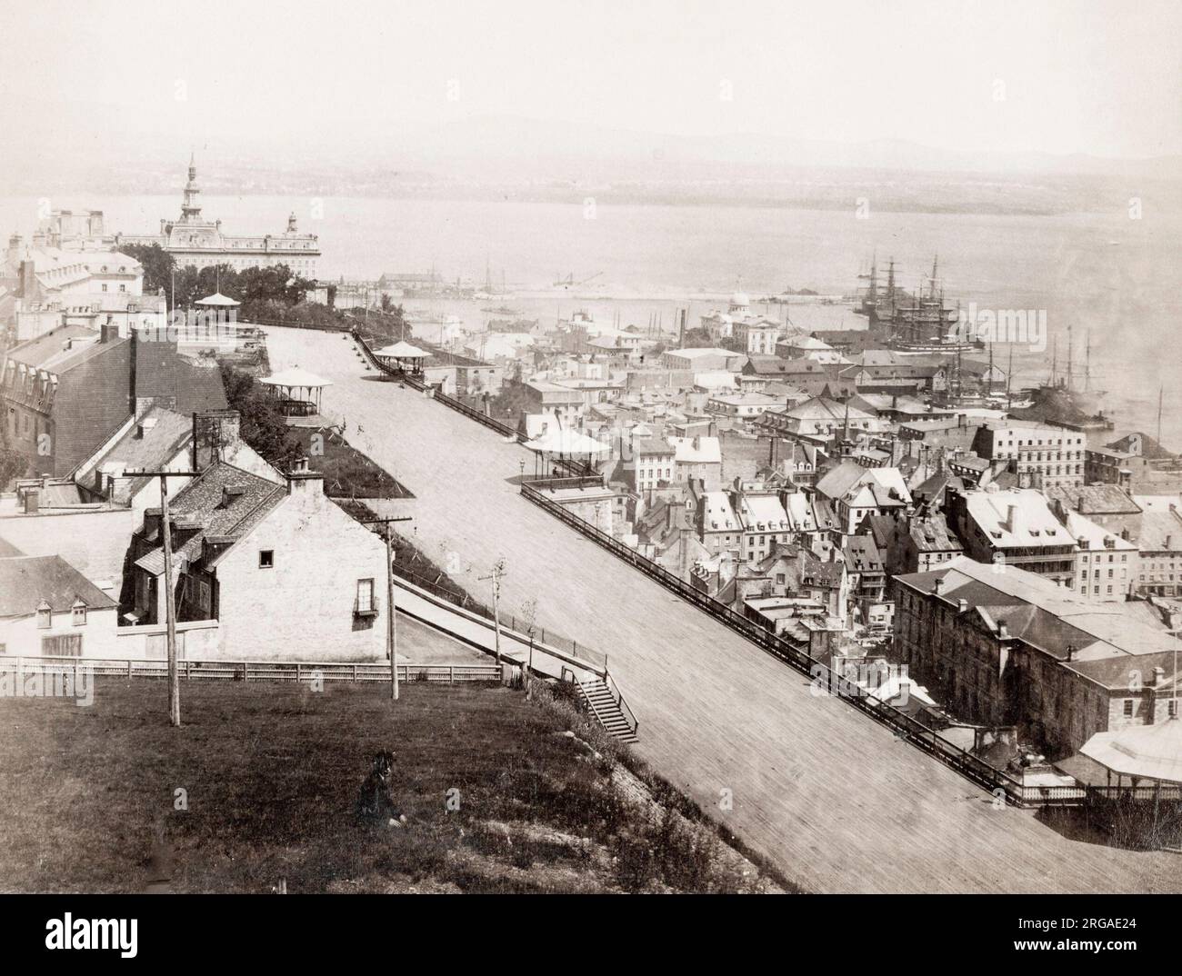 Vintage 19th century photograph - view from the Citadel, Quebec, Canada ...