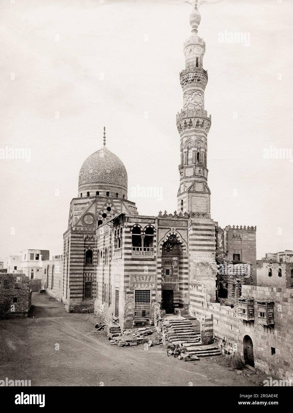 Vintage 19th century photograph: architectural view in old Cairo, Egypt ...