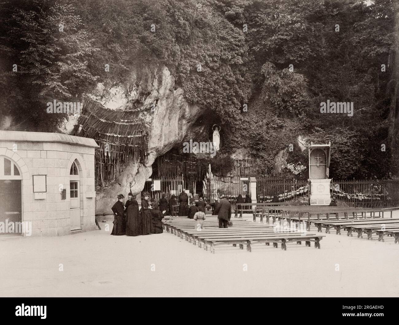 19th century vintage photograph: the Roman Catholic shrine, the Grotto ...