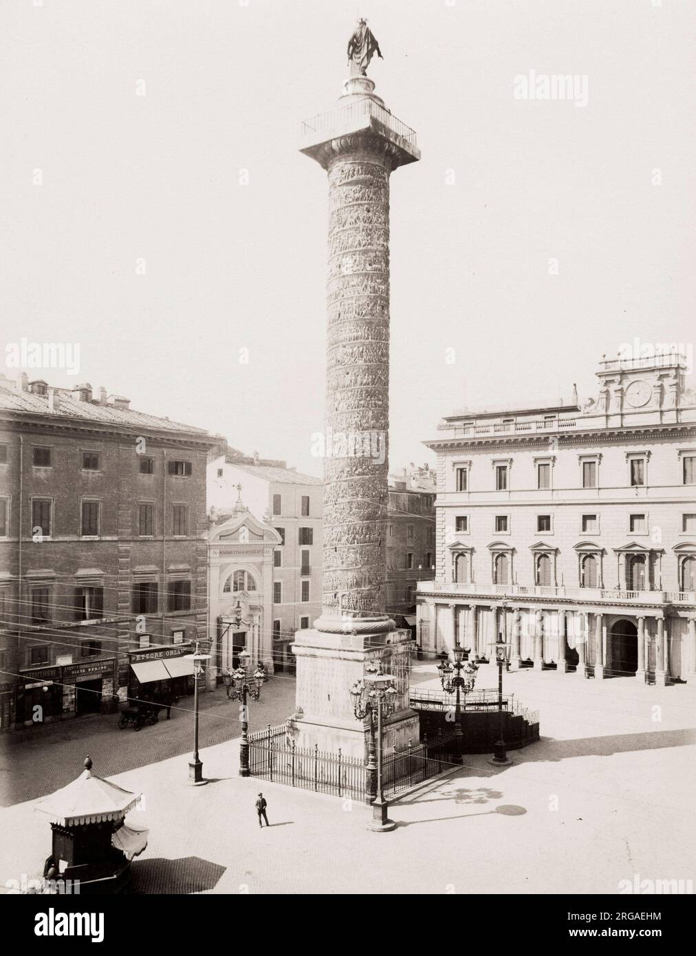 Vintage 19th century photograph: Marcus Aurelius Column, Rome, Italy ...