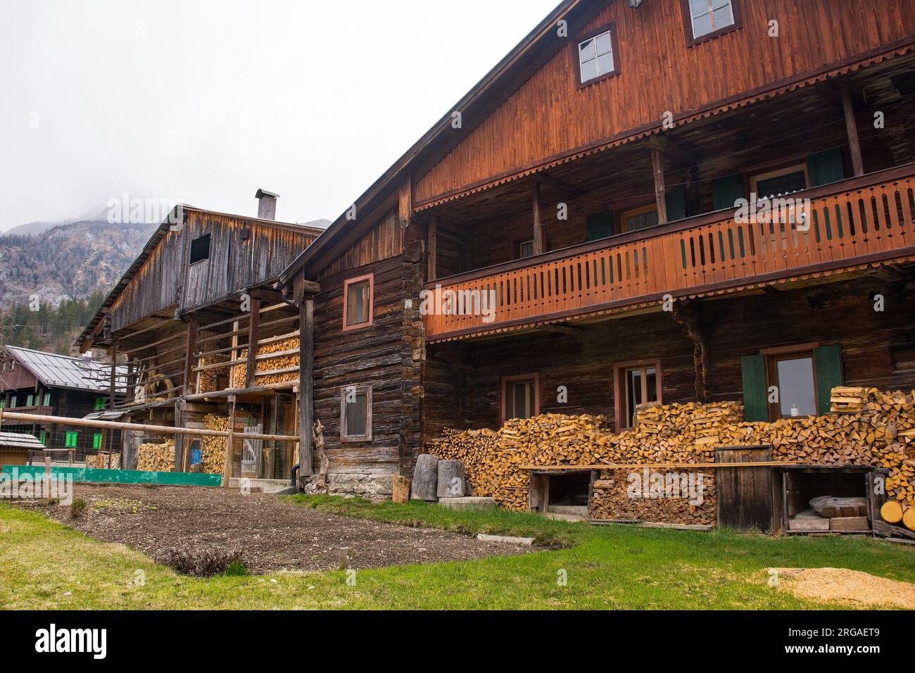 Traditional wooden houses in the historic mountain village of Cima ...
