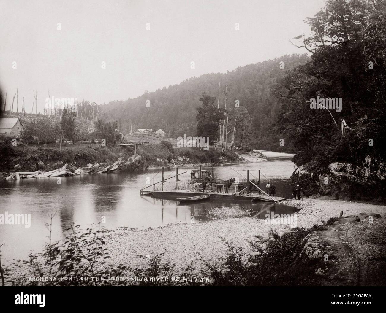 Punt bridge on the Inangahua River, New Zealand, c.1890 Stock Photo - Alamy