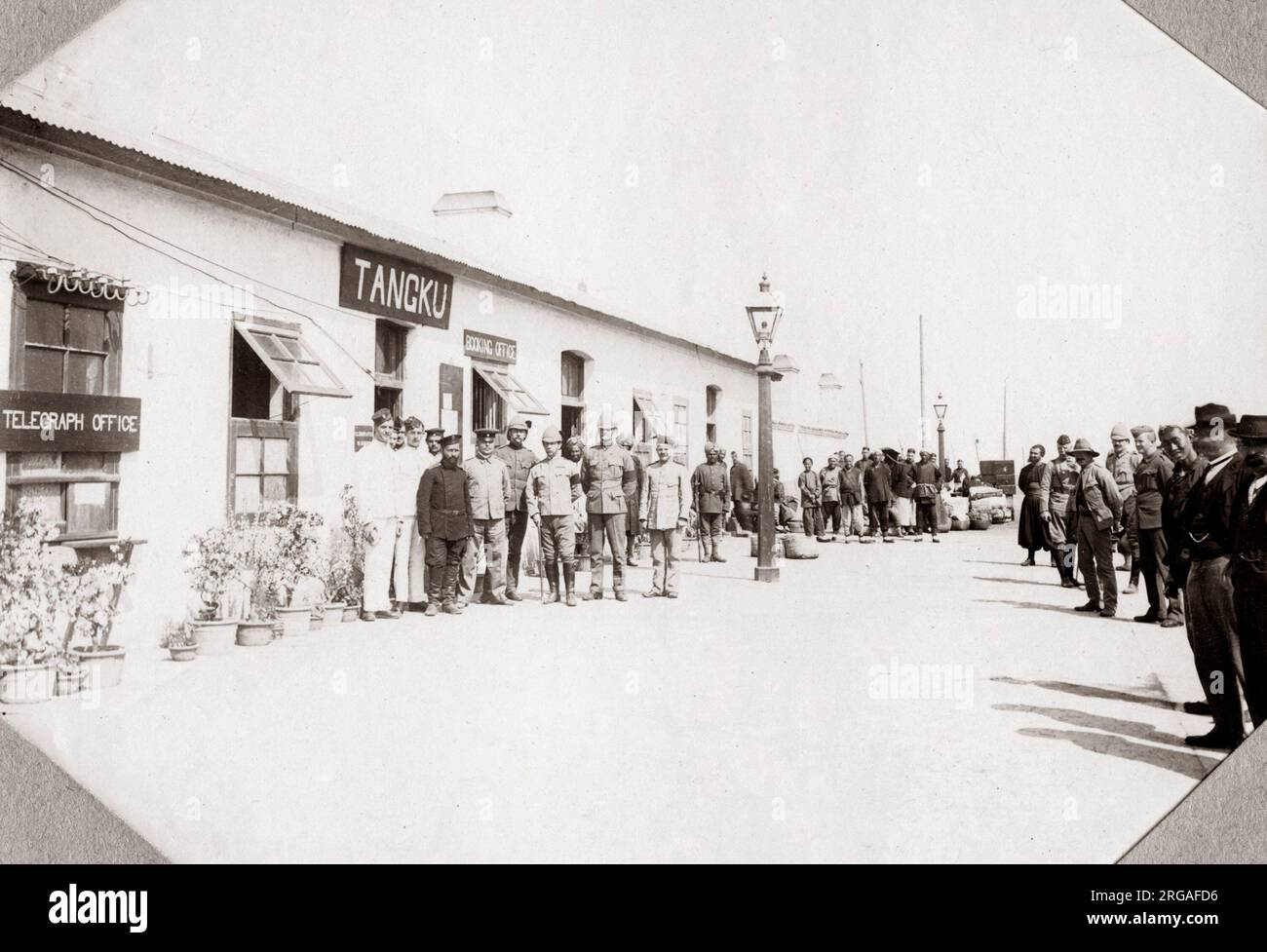 Train station, Tangku (Tanggu) China c.1900 Stock Photo - Alamy