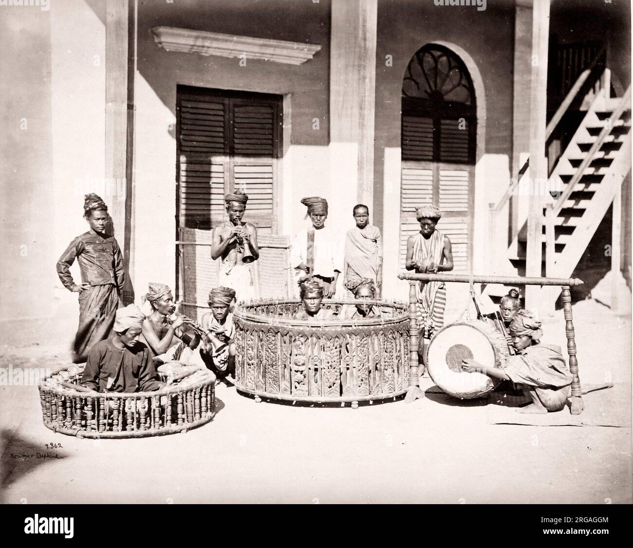 19th century vintage photograph India - Burmese musicians Stock Photo ...