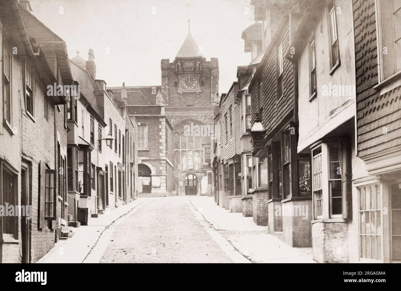 19th century vintage photograph: street scene in Rye, East Sussex Stock ...