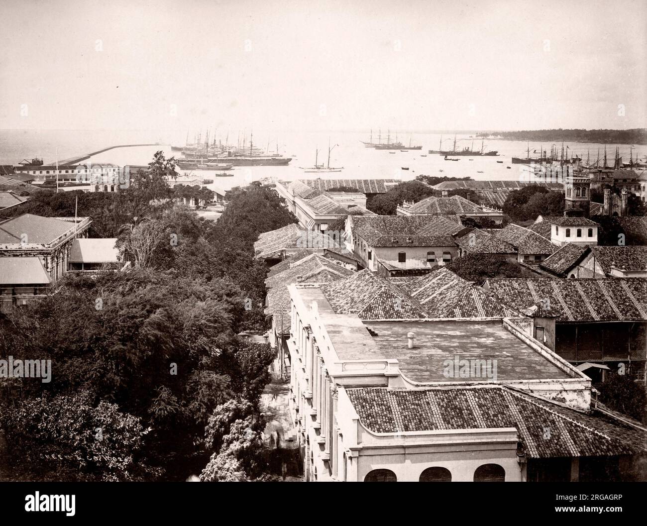 Ships in the harbour, Colombo, Ceylon, Sri Lanka late 19th century ...