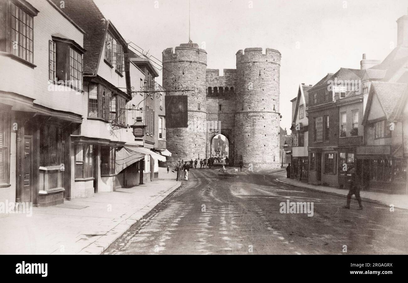 19th century vintage photograph: West Gate, Canterbury Kent Stock Photo ...