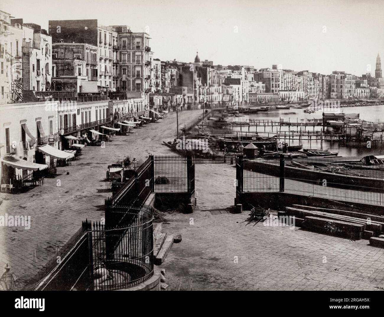 Vintage 19th century photograph: Marina, waterfront, Naples, Napoli ...