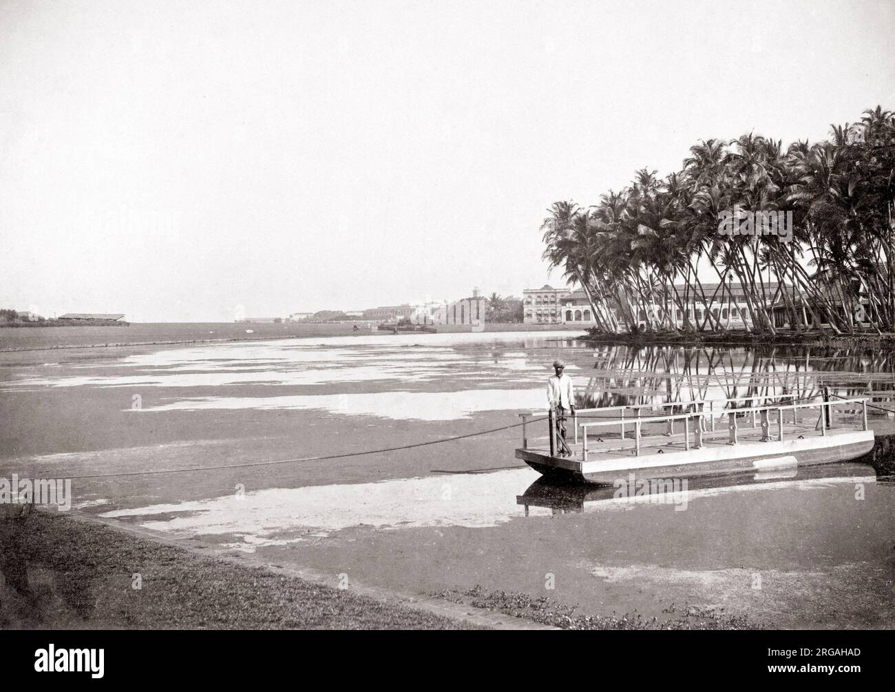 Ferry boat near Galle Face Hotel, Ceylon (Sri Lanka) c.1880's Stock ...