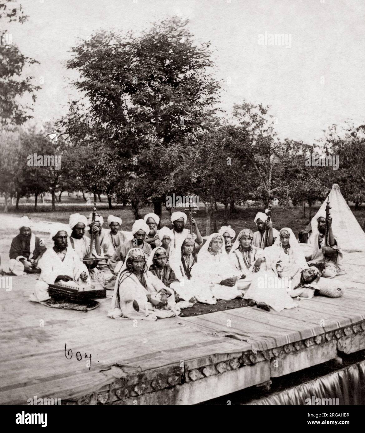 Group of nautch girls, musicians, Kashmir, India, 1860's Stock Photo ...