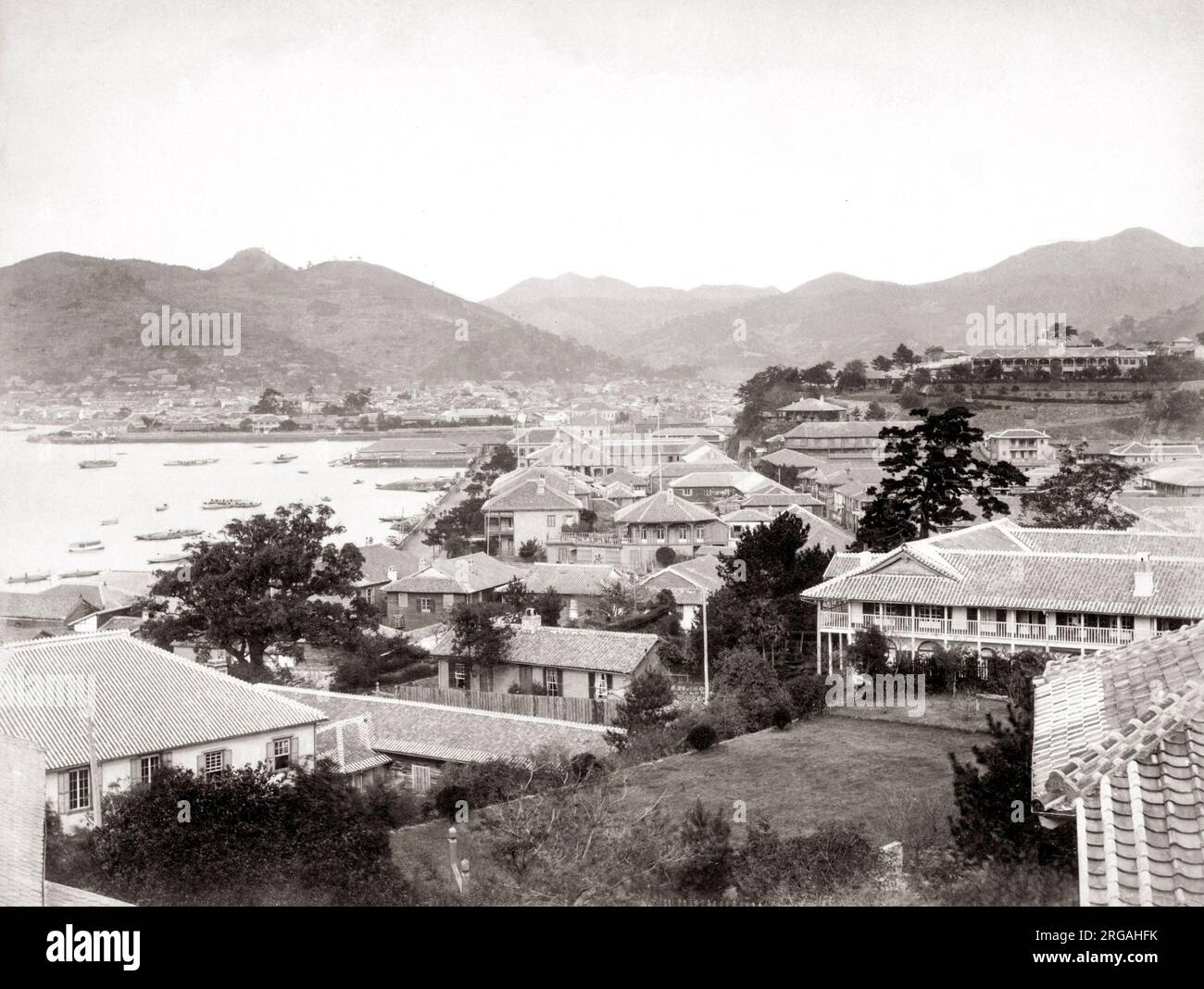 Foreign settlement and Nagasaki harbour, Japan, c.1880's Stock Photo - Alamy