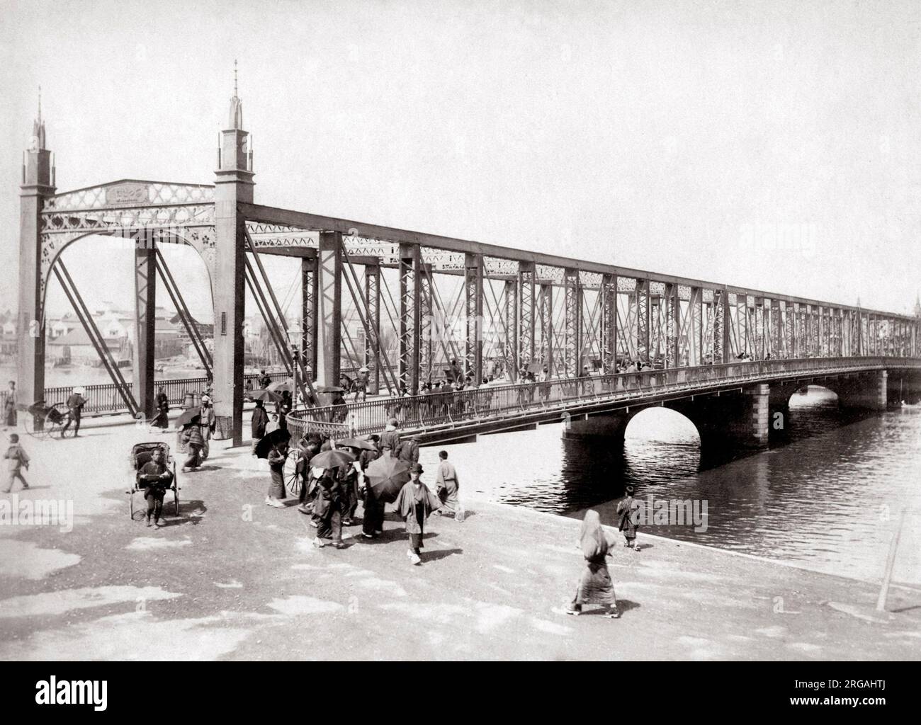 c.1890's Japan - Azumabashi - iron box bridge Tokyo Stock Photo - Alamy