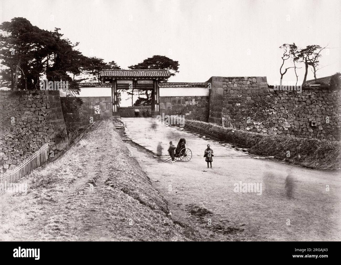 1870's Japan - gate and walls Akasaka Tokyo - from 'The Far East ...