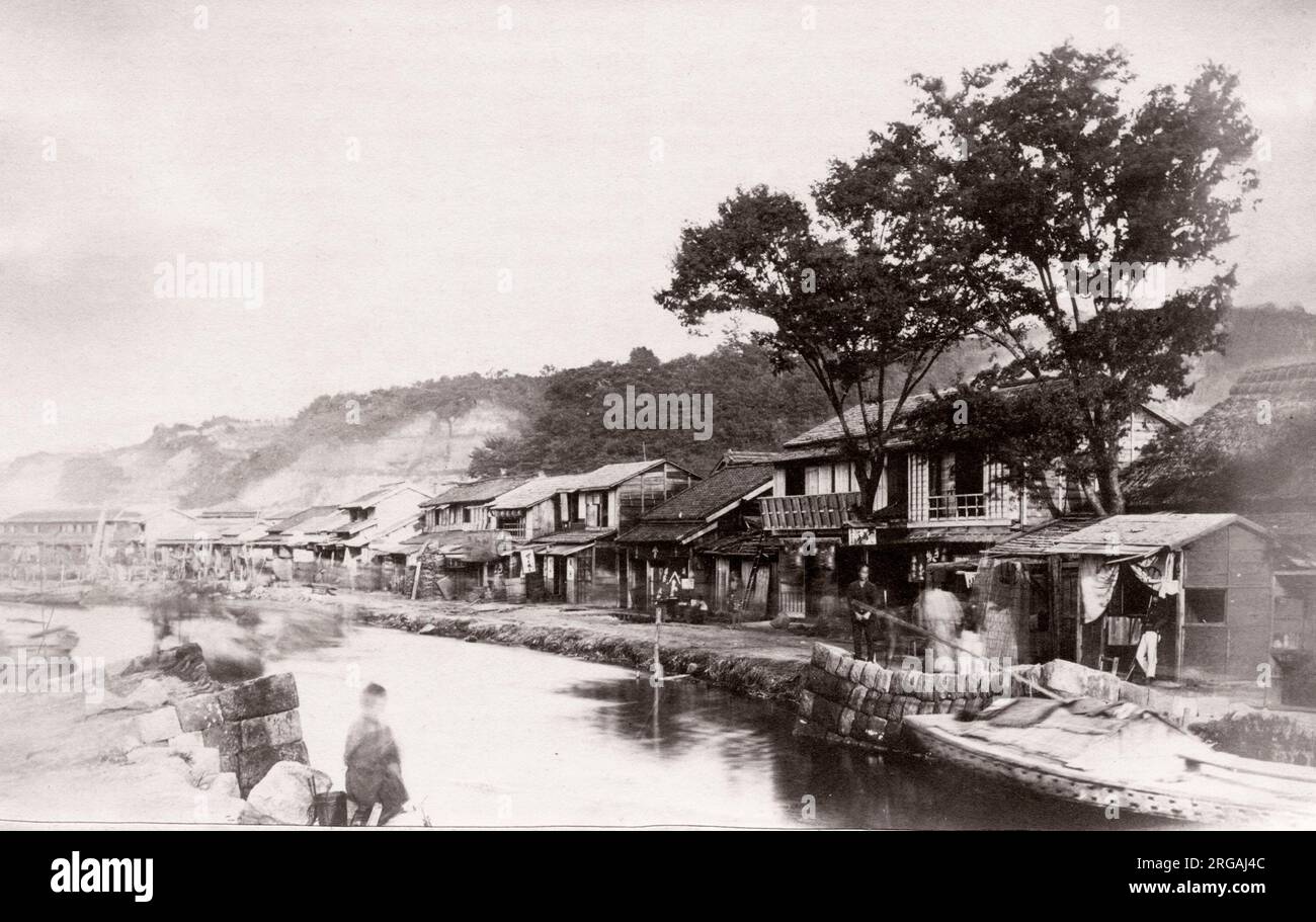 1870's Japan - canal at Ishikawa, Kanazawa, - from 'The Far East ...