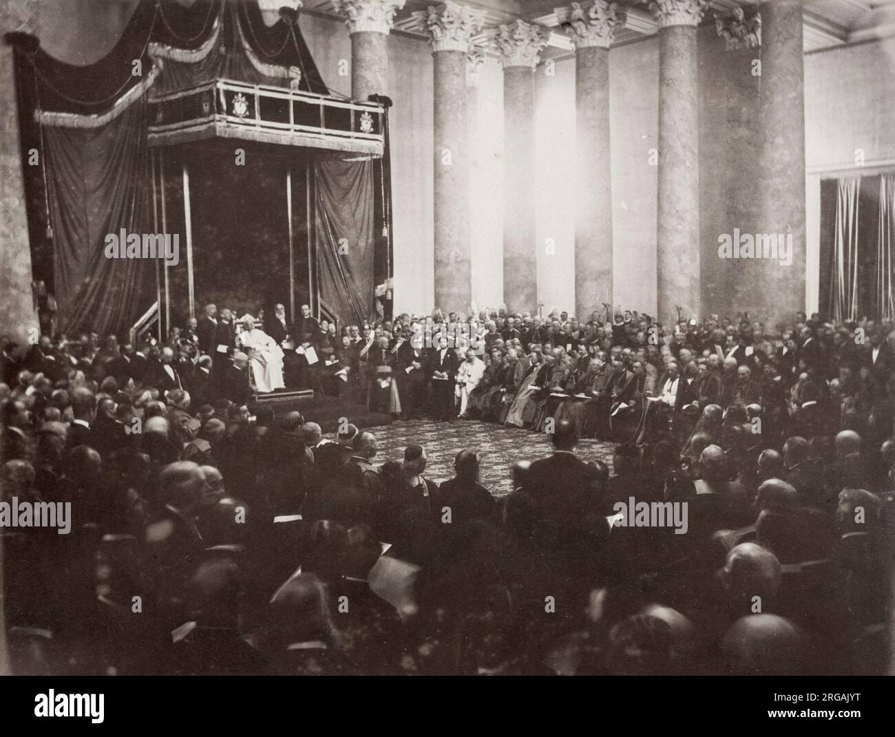 Vintage 19th century photograph - papal religious asesmbly in the ...