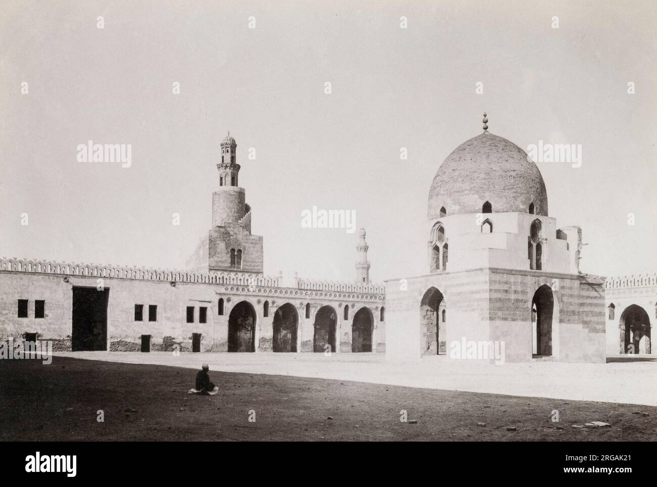 Vintage 19th century photograph - Ibn Toulon mosue, Cairo, Egypt, c ...