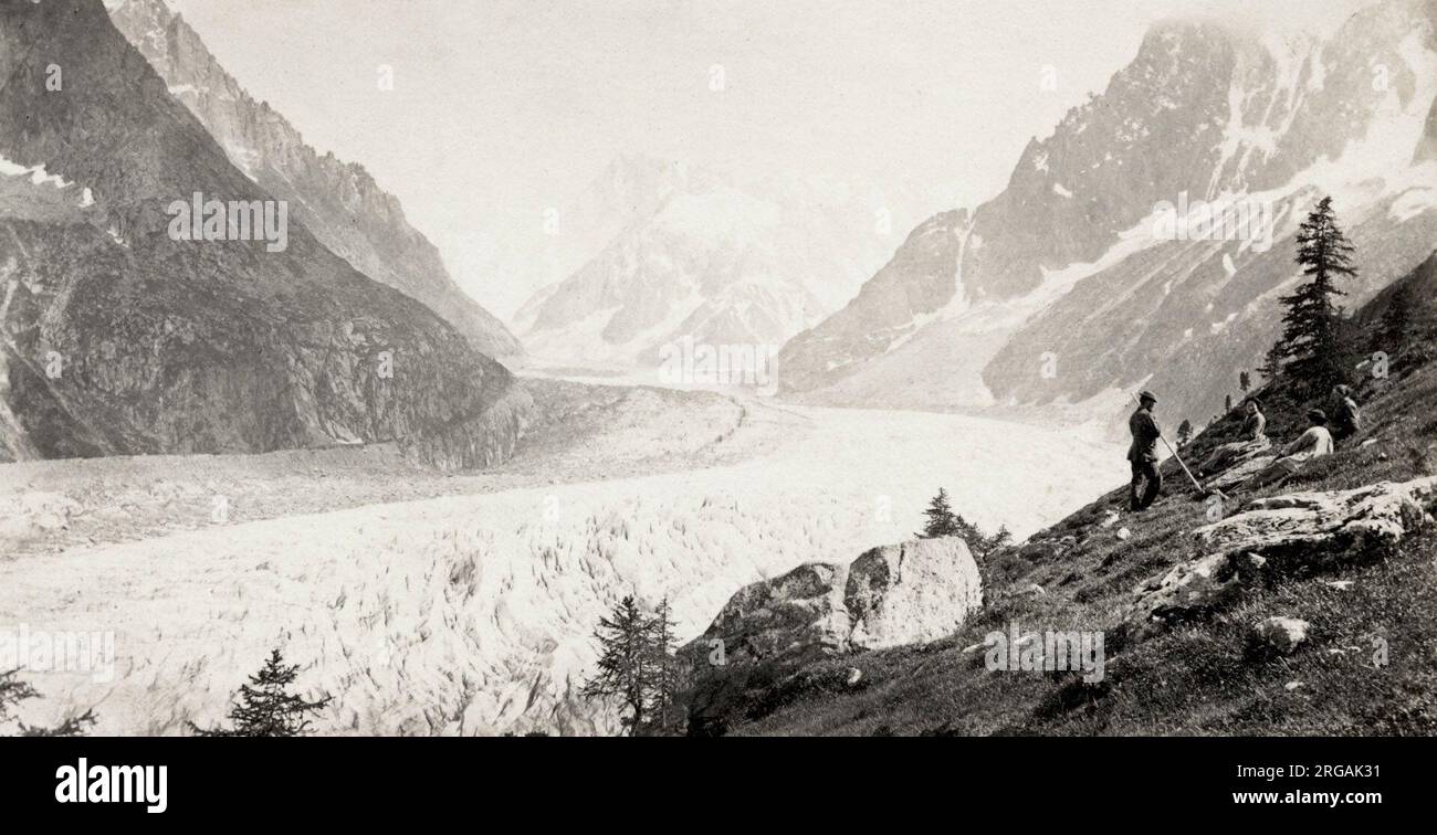 Vintage 19th century photograph - Mer de Glace 'Sea of Ice' glacier ...