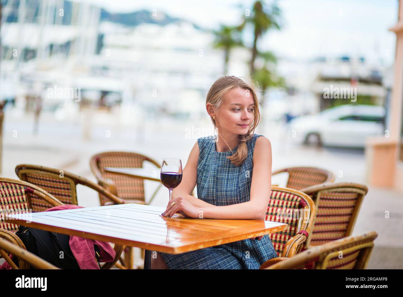 Woman glass wine cafe france hi-res stock photography and images - Alamy
