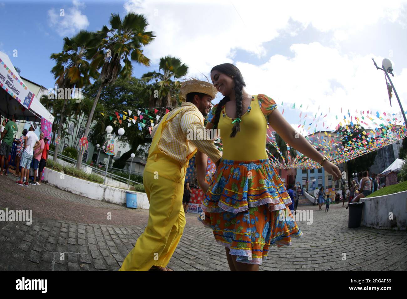 salvador, bahia, brazil - june 24, 2022: couple dressed as caipira ...