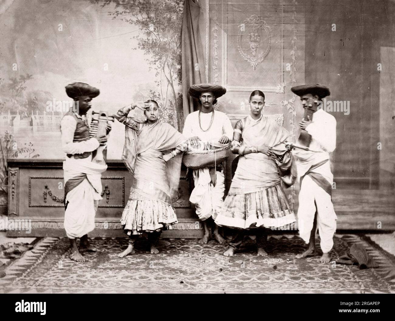 Indian dancers and musicians, India, c.1880's Stock Photo - Alamy