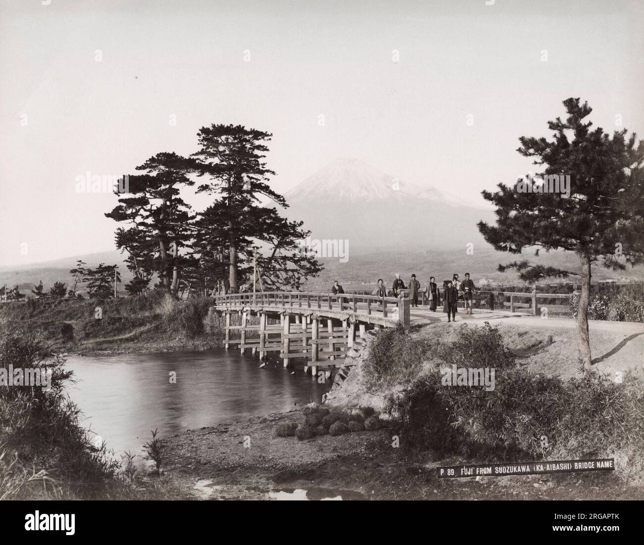 Vintage 19th century photograph: Mount Fuji, Fujiyama volcano from ...