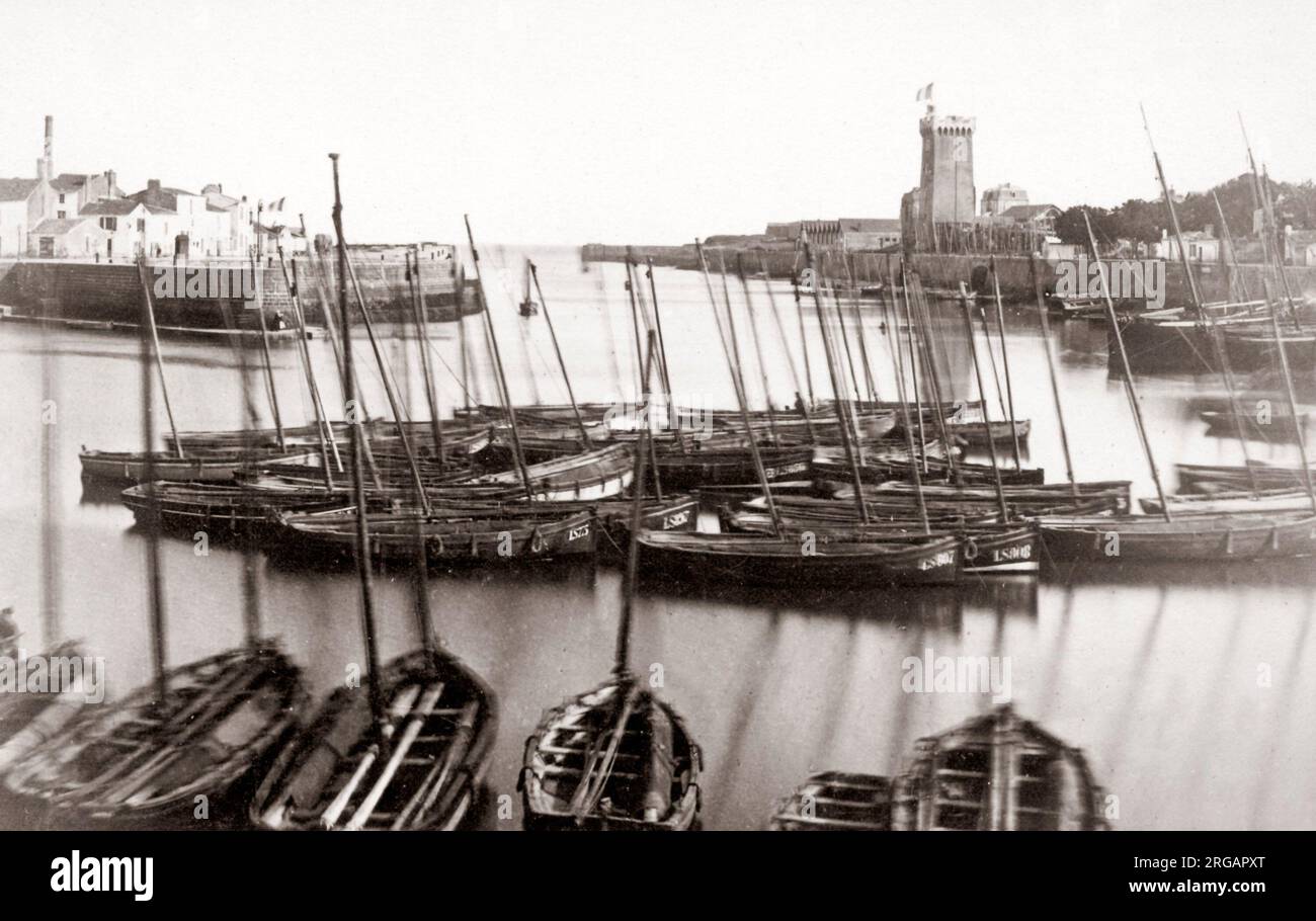 Boats at Les Sables-d'Olonne, seaside, Western France, c.1890 Stock ...