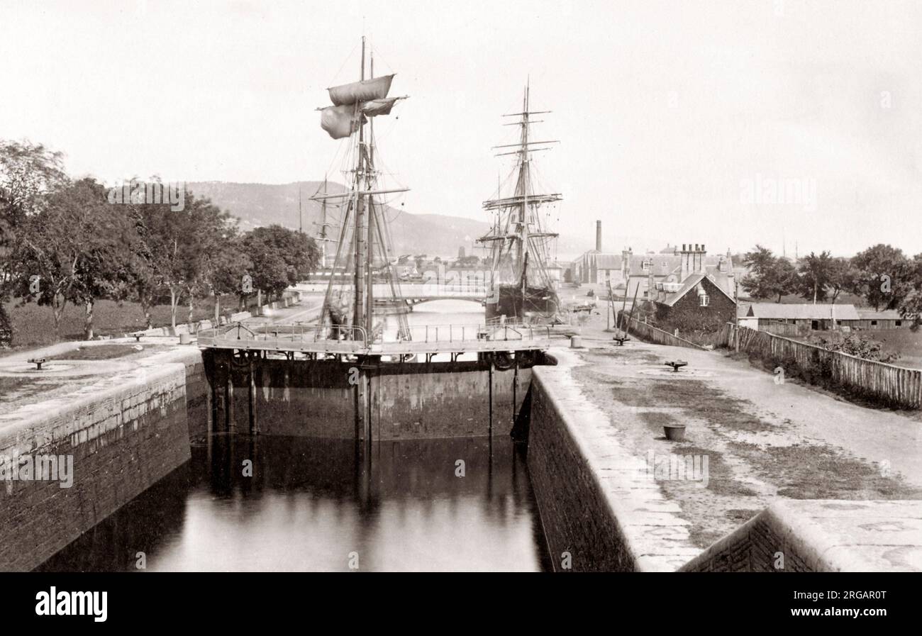 Ships in the Calendonian Canal, Muirtown, Scotland, 1880's Stock Photo ...