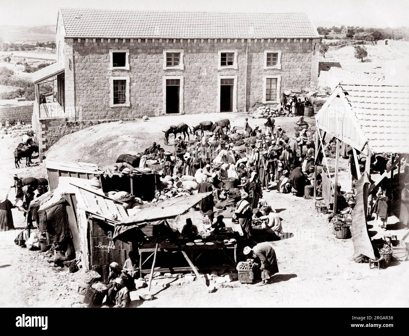 c.1890 Middle East Holy Land Palestine Israel - street market in Jaffa ...