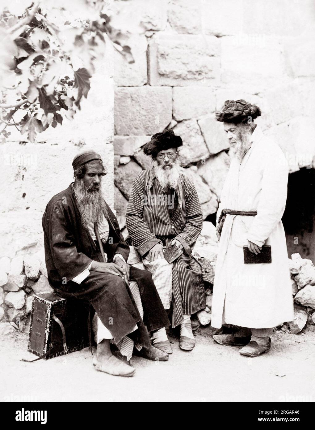 c.1890 Middle East Palestine Holy Land Israel - three elderly Jewish ...