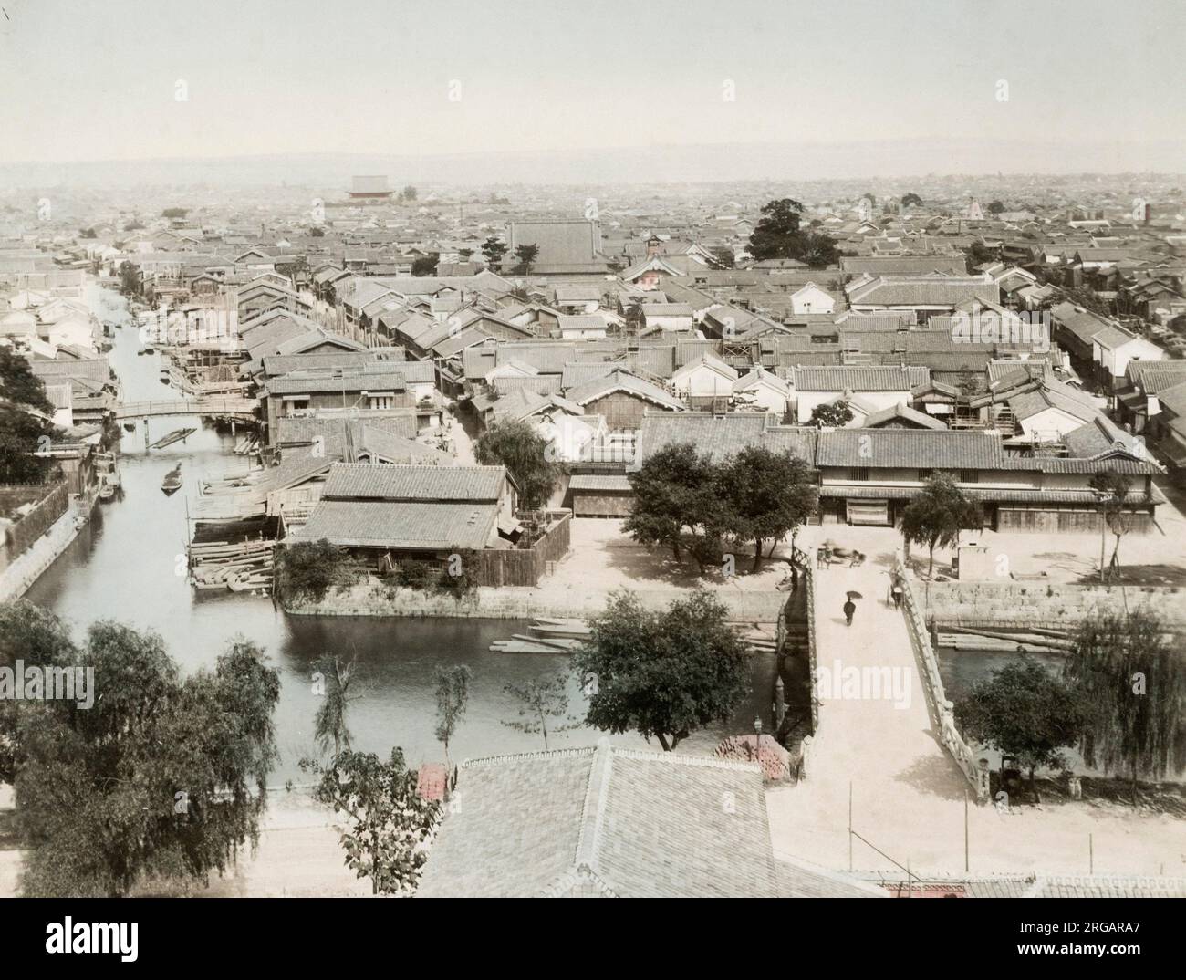 Vintage 19th century photograph: Japan c.1880's - high angle view over ...