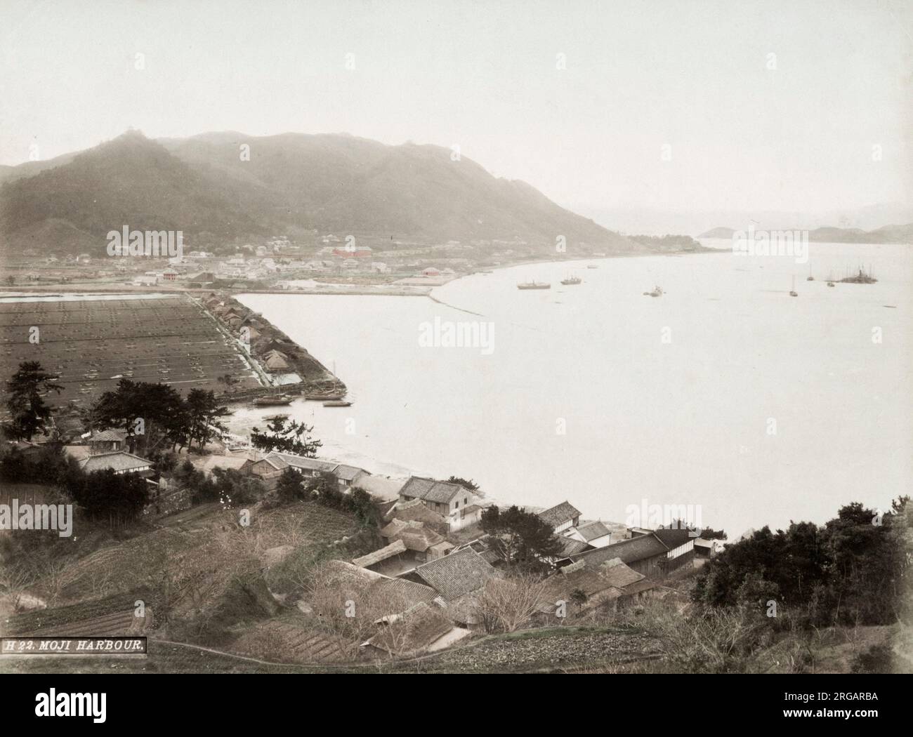 Vintage 19th century photograph: Japan c.1880's - Moji harbour Stock ...