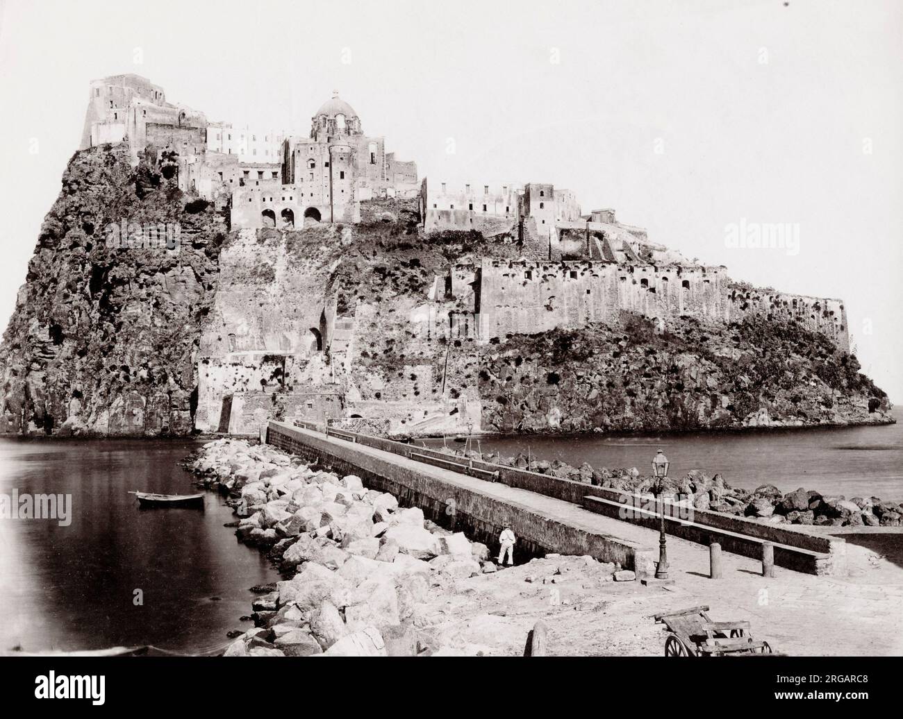 Vintage 19th century photograph: Aragonese Castle is a medieval castle ...