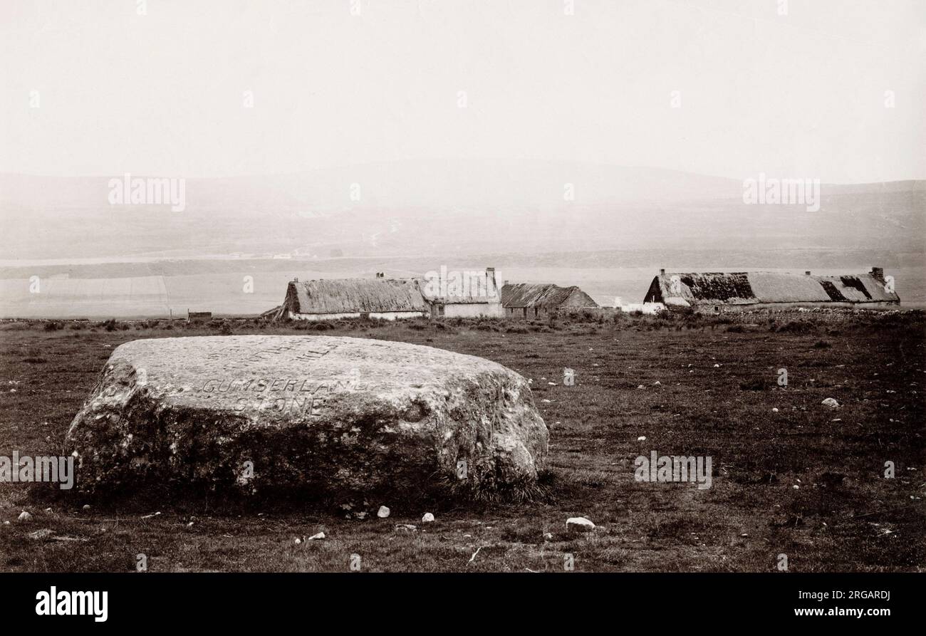 Vintage 19th century photograph: Cumberland Stone, Culloden, Inverness ...