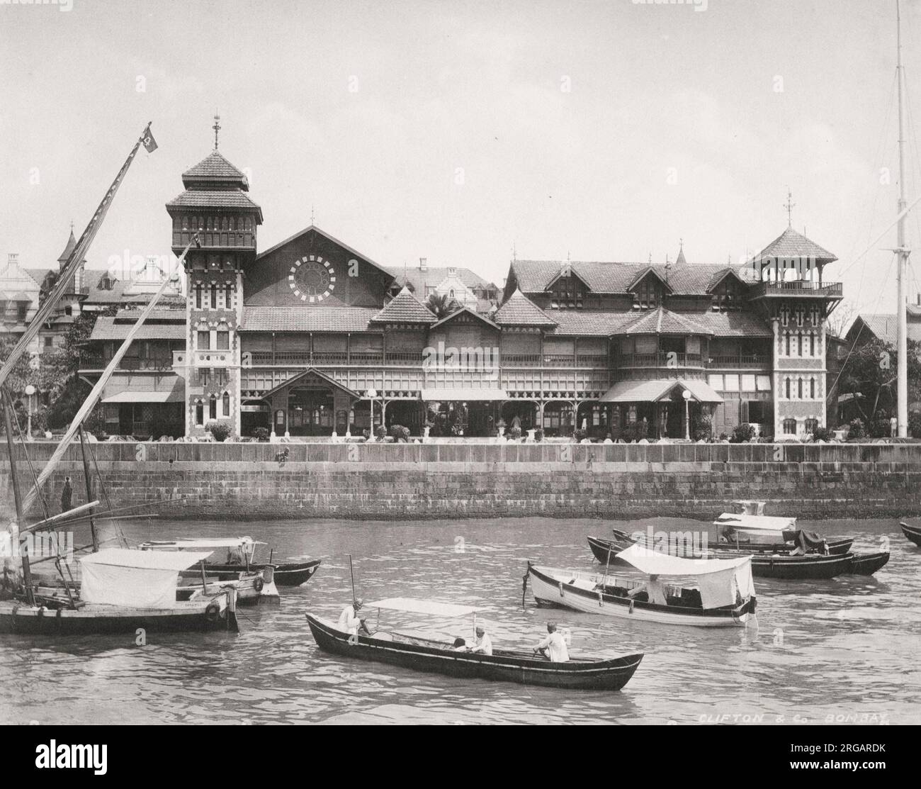 Vintage 19th century photograph: Yacht Club, Bombay, Mumbai, India ...