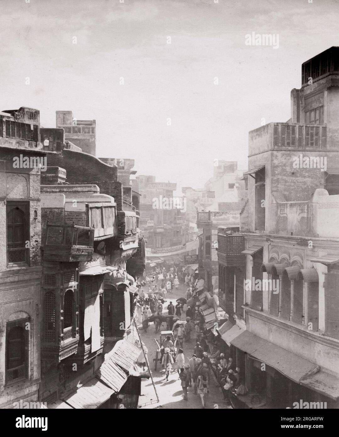Late 19th century vintage photograph: Street in Lahore, India, now ...