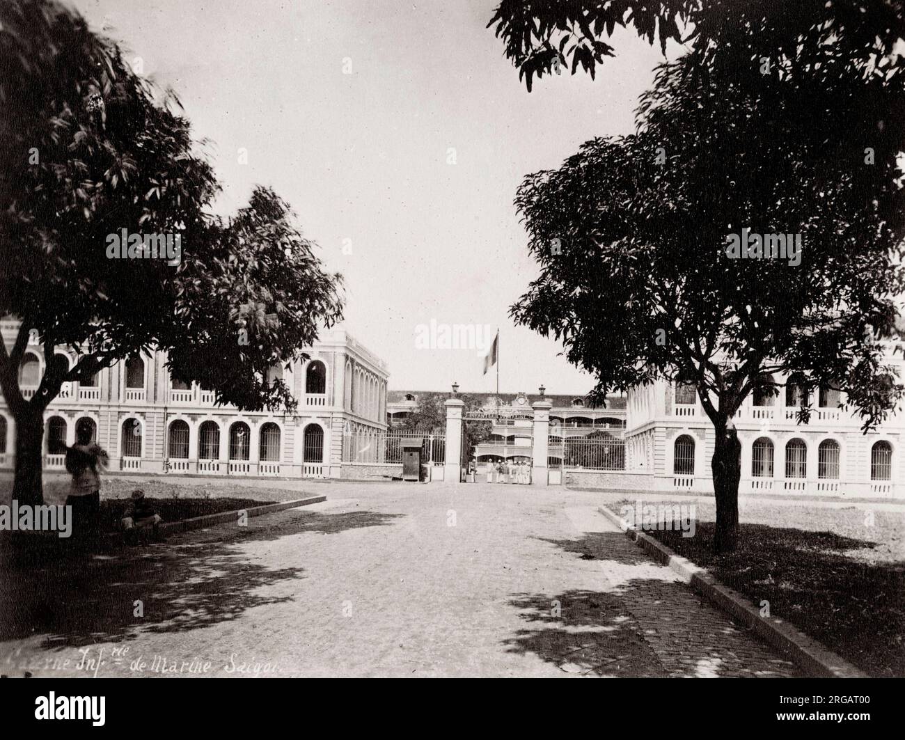 Vintage 19th century photograph: army barracks, miltary hospital ...
