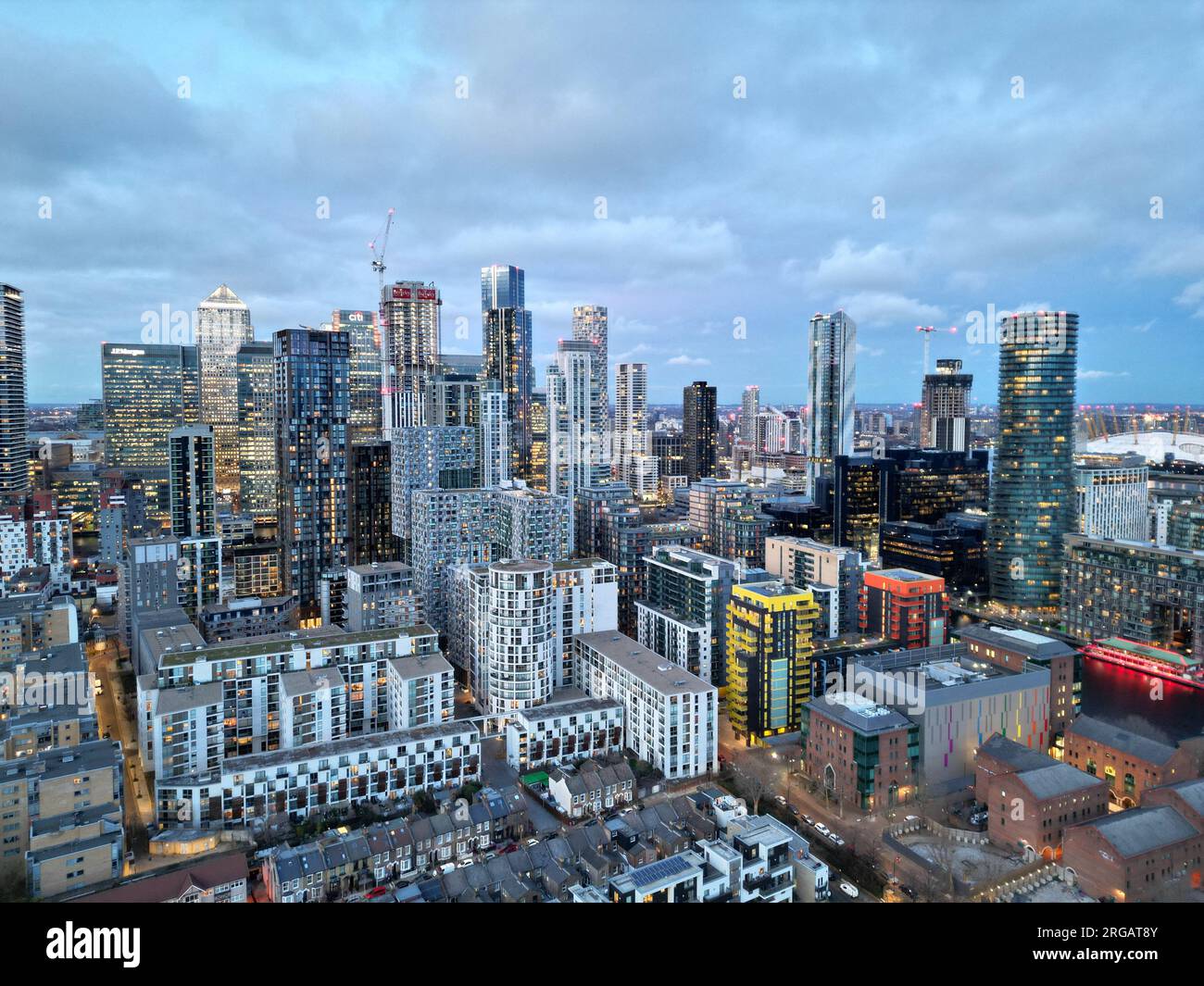 Skyscrapers Evening view Canary Wharf financial district London UK ...