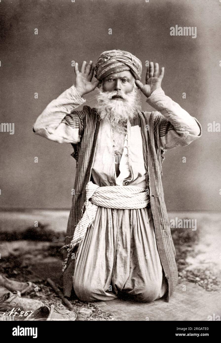 Muslim man at prayer, Egypt, c.1880's Stock Photo - Alamy