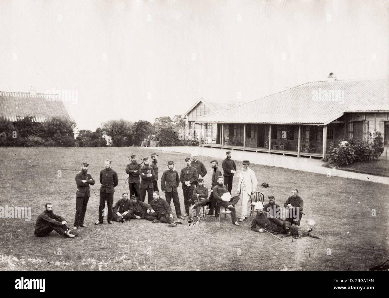 Vintage 19th century photograph: officers' mess room, British army camp ...