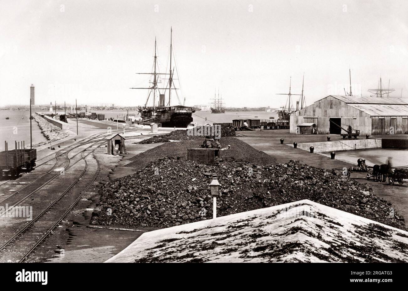 Docks, port, harbour, ship, Alexandria, Egypt, c.1880's Stock Photo - Alamy